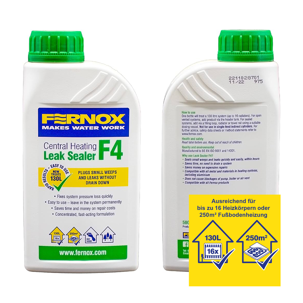 Fernox Leak Sealer F4 Konzentrat 500 Ml Flüssigdichtmittel Für Geschlossene Heizsysteme
